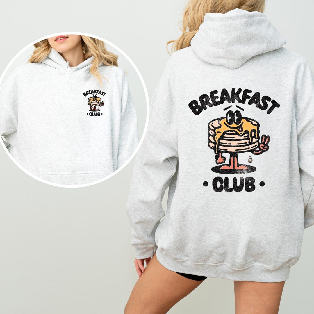 Retro Breakfast Club Hoodie, Retro Funny Graphic Pullover, Breakfast ...