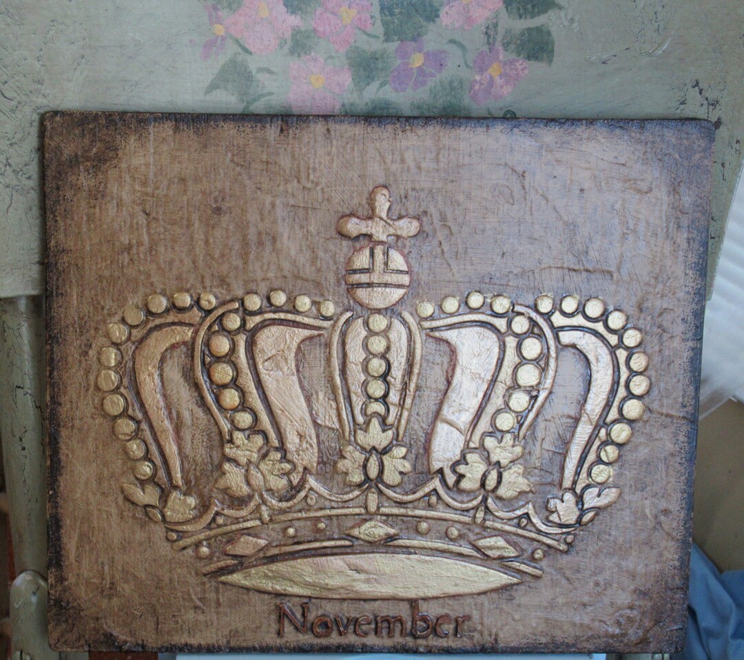 Rustic "november" Crown ~ Metallic Gold & Brown ~ 10" X 12" X 1/2" - Etsy