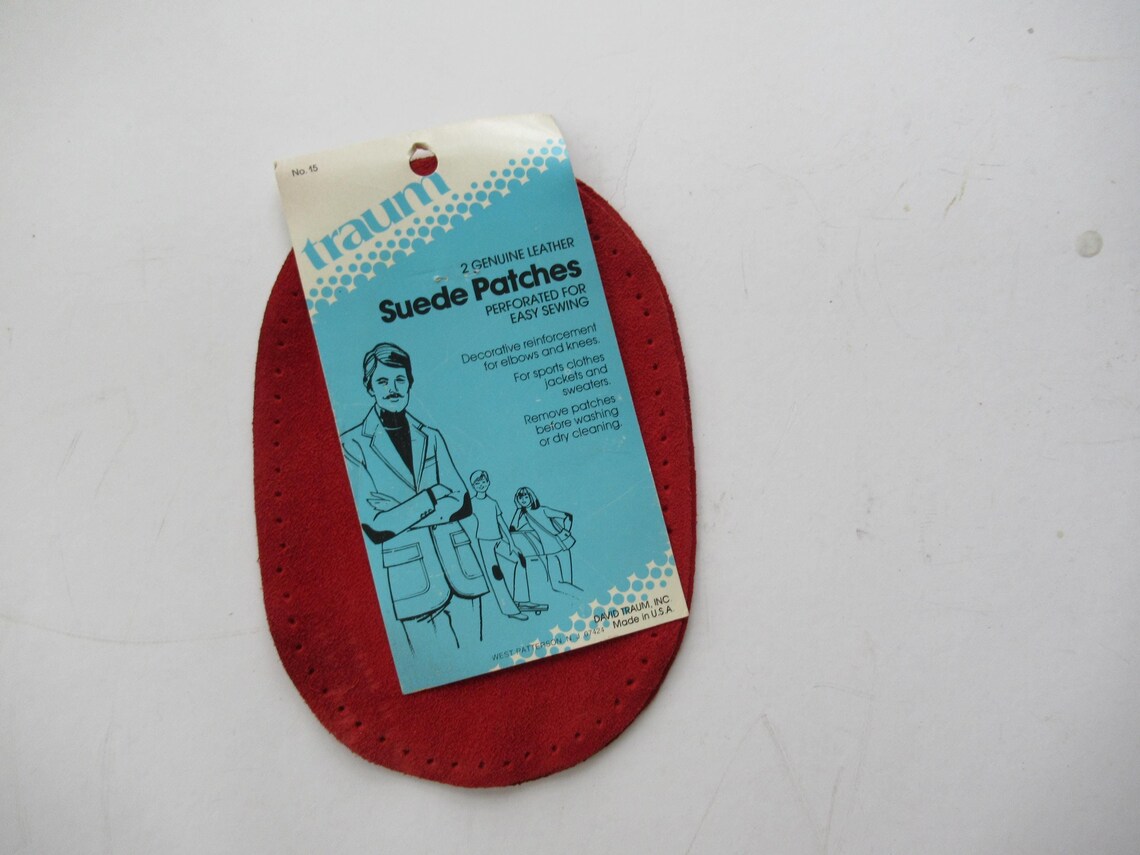 Suede Leather Red Elbow Patches ~ One Pair ~ Perforated for Easy Sewing ...