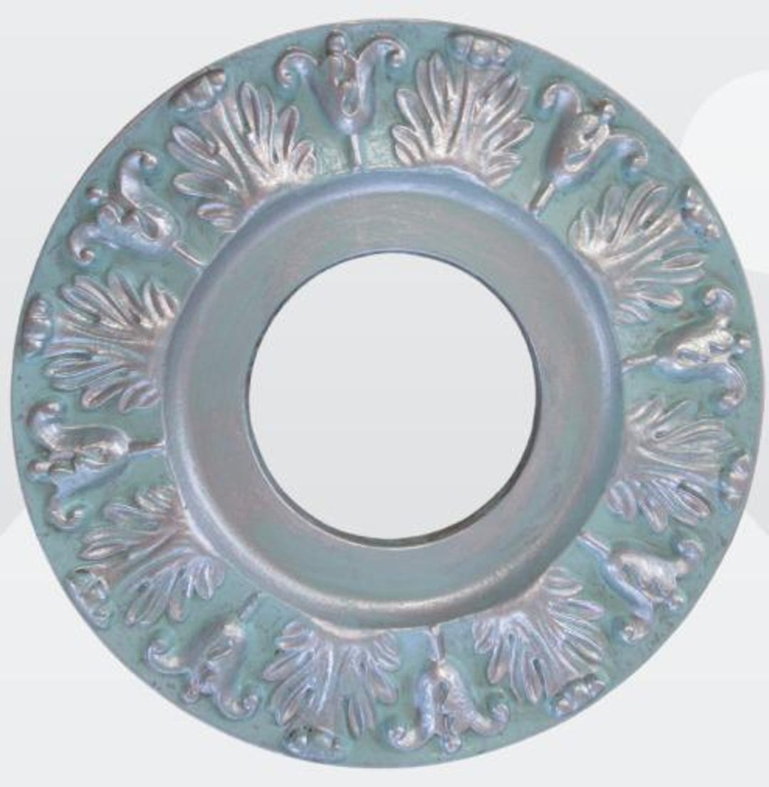 Blue & Silver Ceiling Medallion Light or Fan ~ Hand Painted Blue and ...