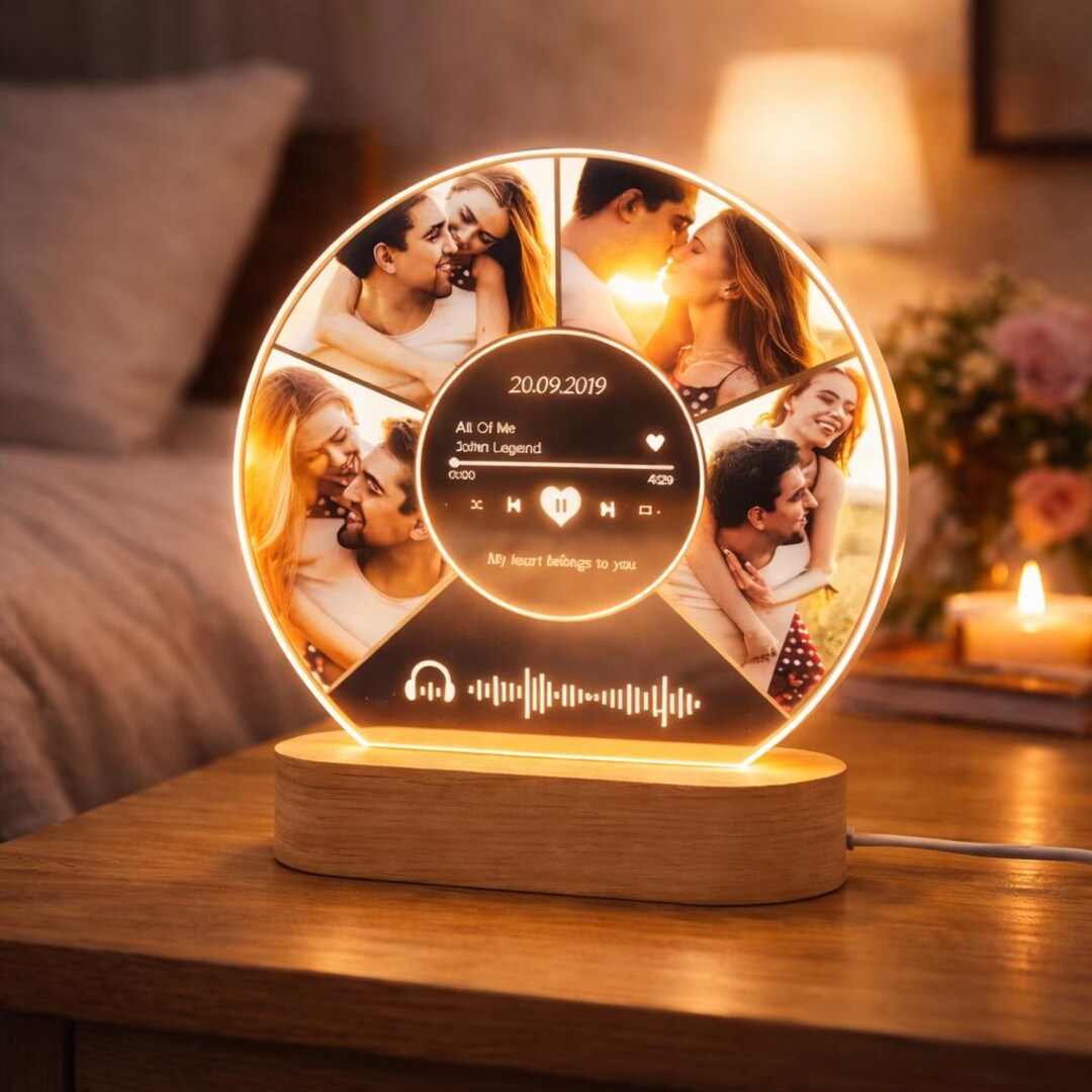 Personalized LED Music Lamp With Custom Photos and Song Display, Unique ...