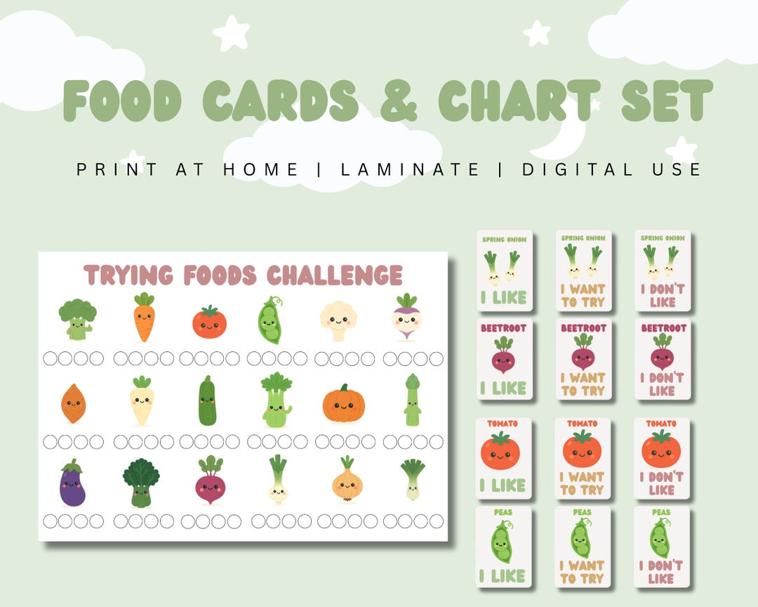 Food Cards & Sticker Chart | Veg Edition - Etsy