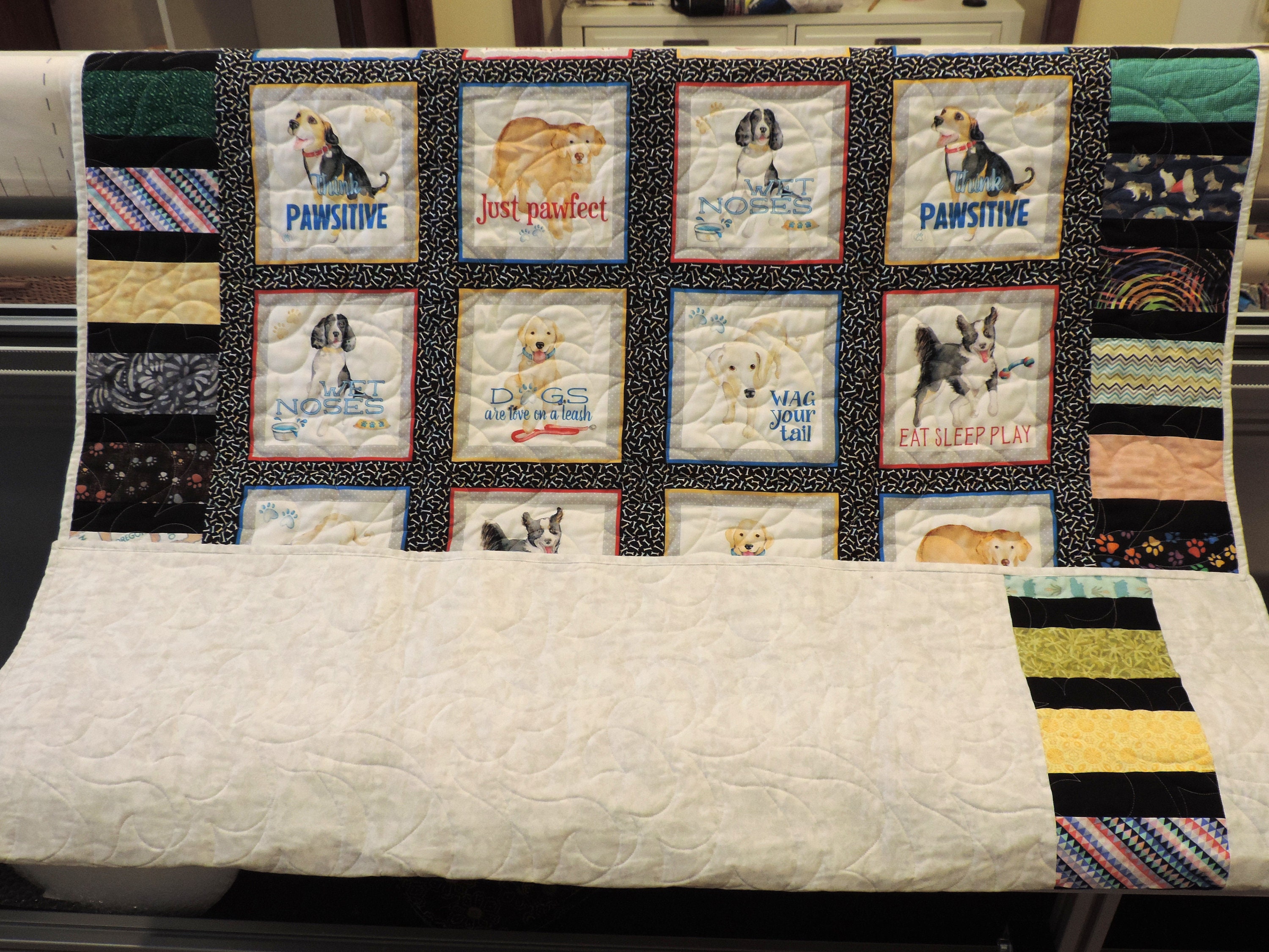 Lap Quilt, Dog Themed, 48 X 58, Quilt, Blanket, Bedding, Throw, Longarm ...