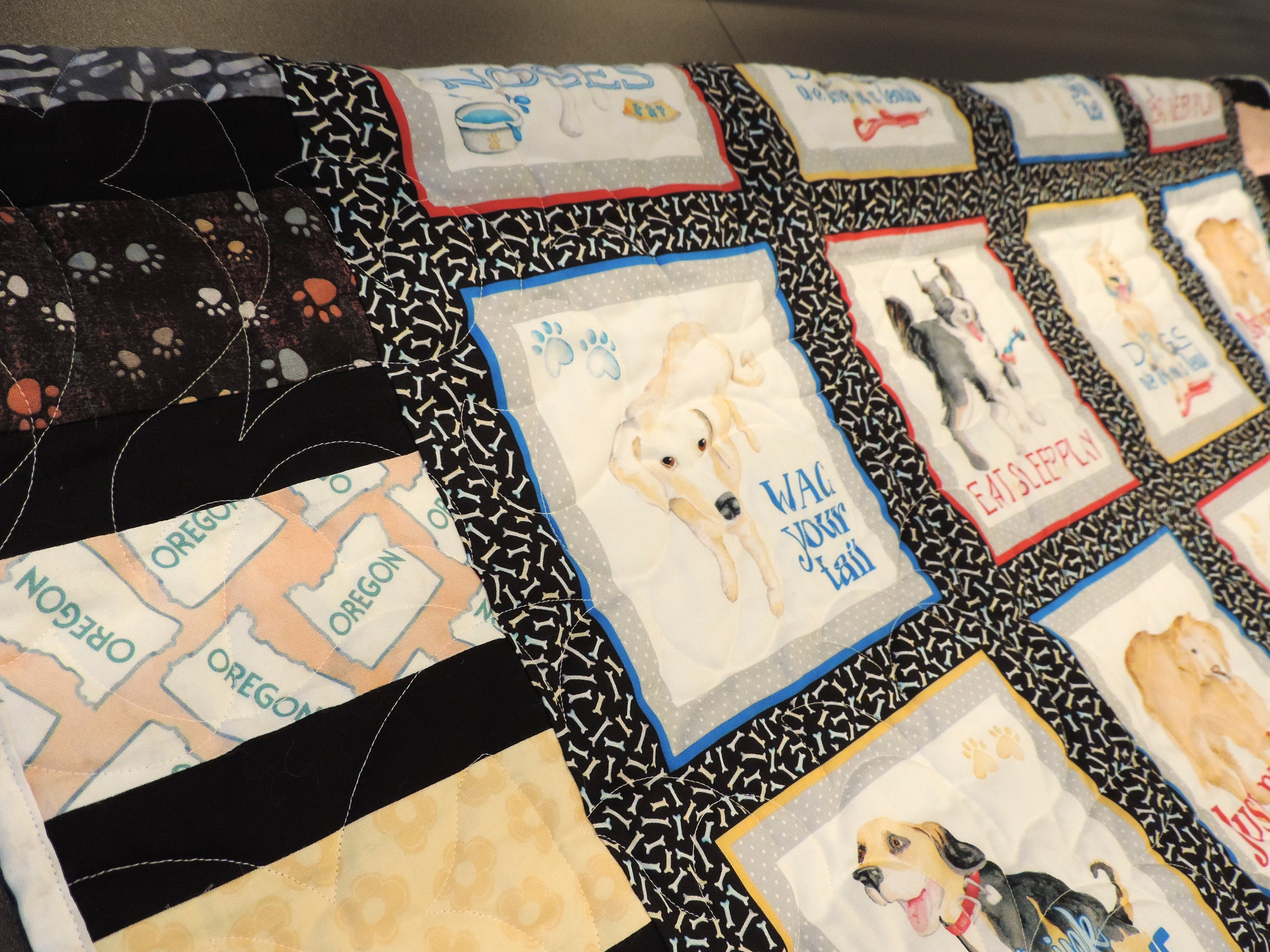 Lap Quilt, Dog Themed, 48 X 58, Quilt, Blanket, Bedding, Throw, Longarm ...