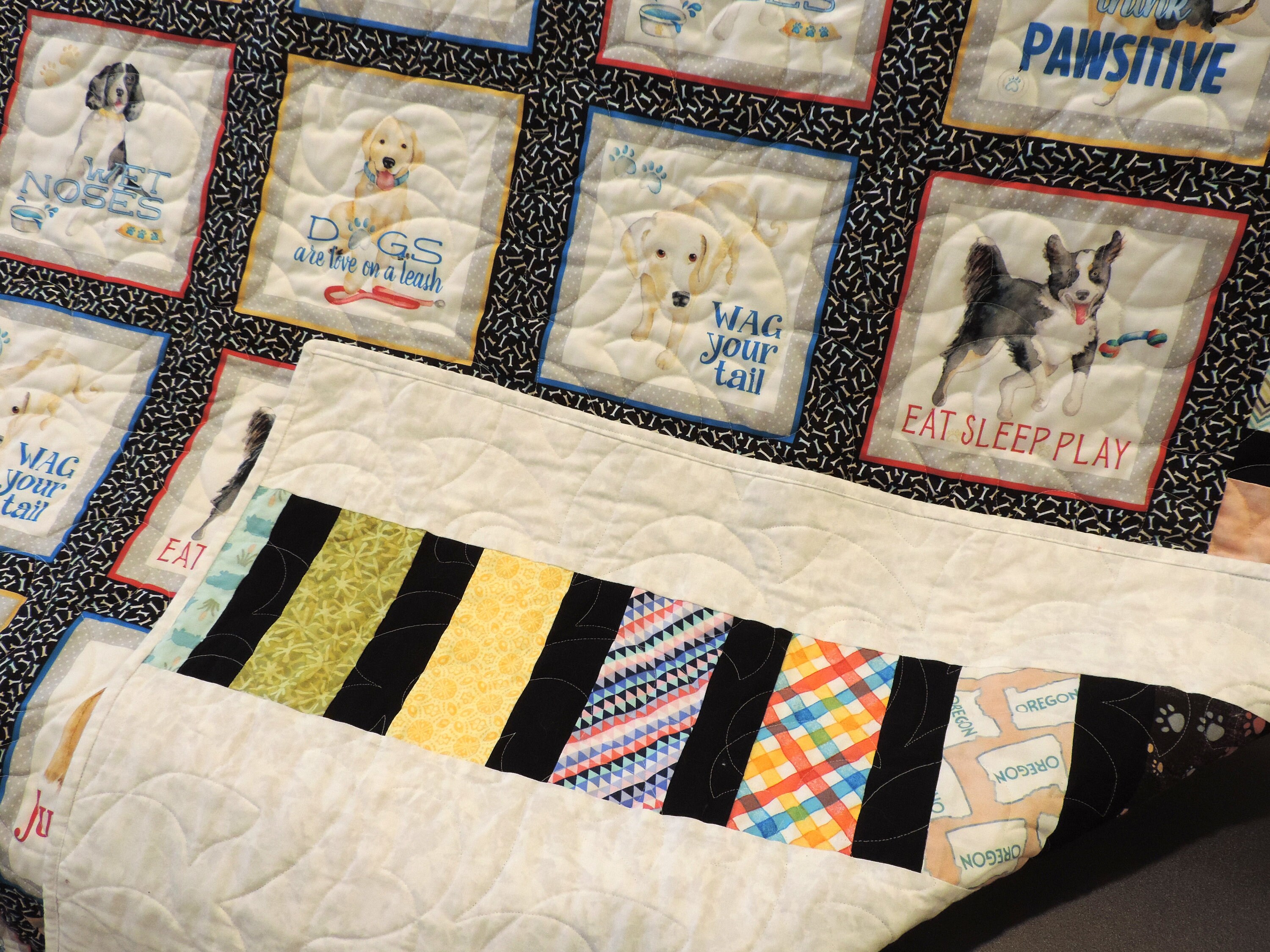 Lap Quilt, Dog Themed, 48 X 58, Quilt, Blanket, Bedding, Throw, Longarm ...