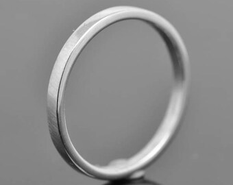 18K palladium white gold ring 2mm X1.5 mm flat wedding | Etsy