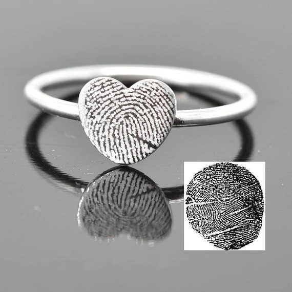 Fingerprint Ring Fingerprint Jewelry Stacking Ring Heart | Etsy