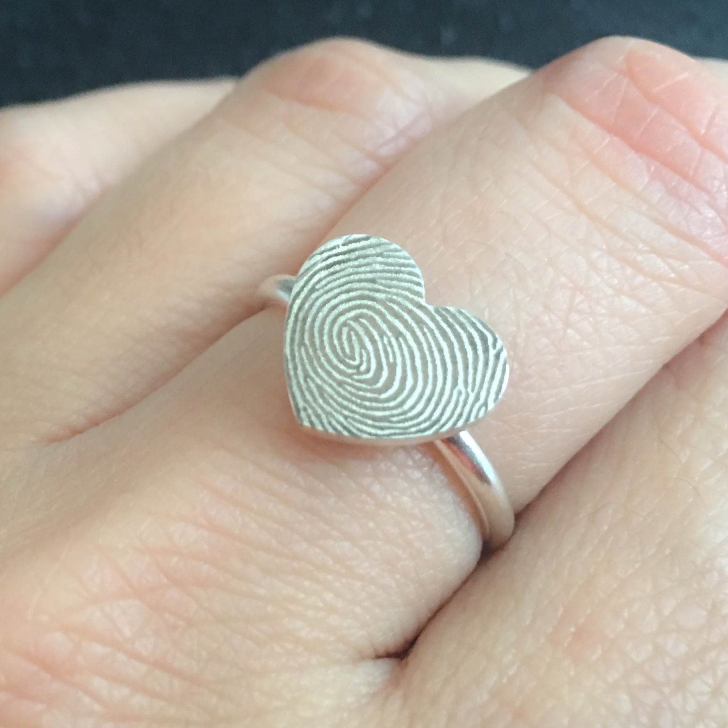 Fingerprint Ring Fingerprint Jewelry Stacking Ring Heart | Etsy