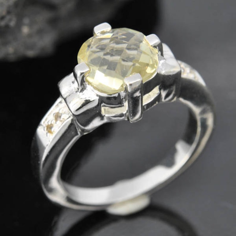 Lemon quartz ring lemon citrine ring sterling silver ring | Etsy