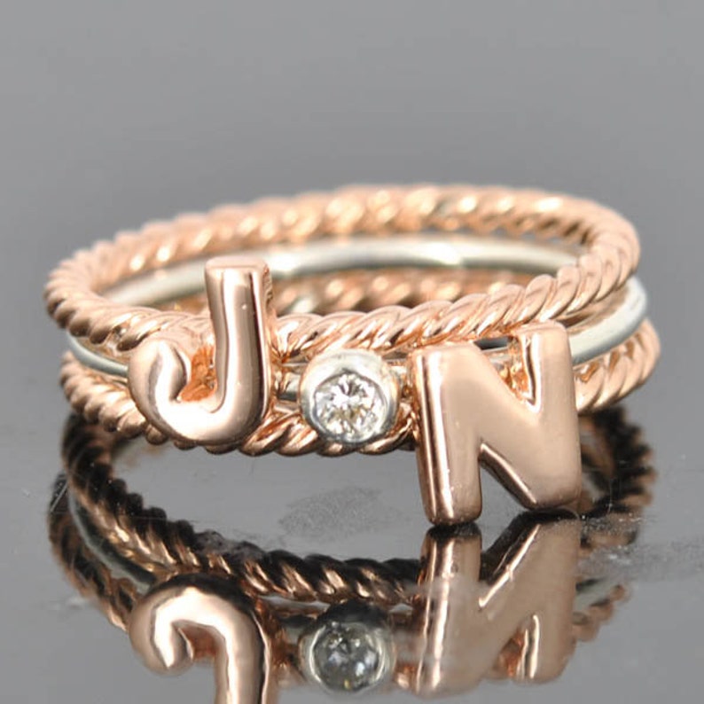 Diamond Ring Stacking Ring 10K White Gold Ring Promise | Etsy