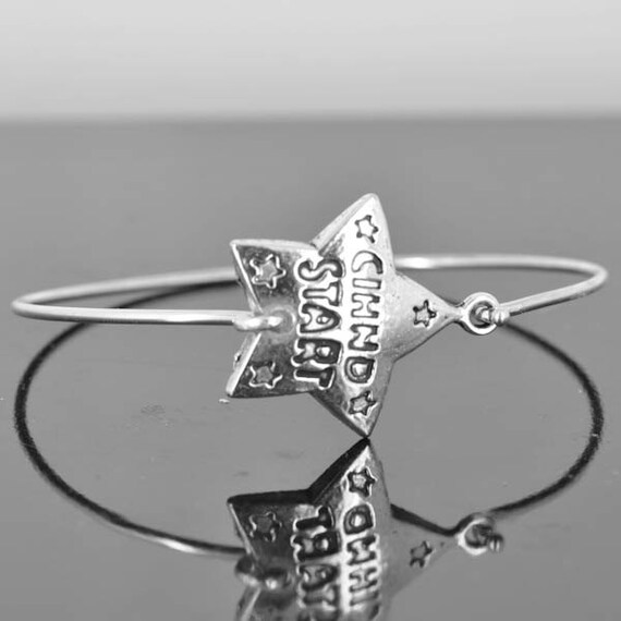 Star Bangle Sterling Silver Bangle Star Bracelet Stackable | Etsy