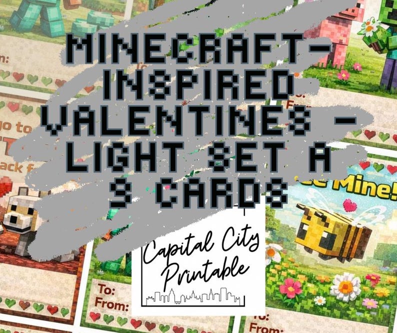 Minecraft-inspired Valentine Cards Printable for Kids - Easy Print ...