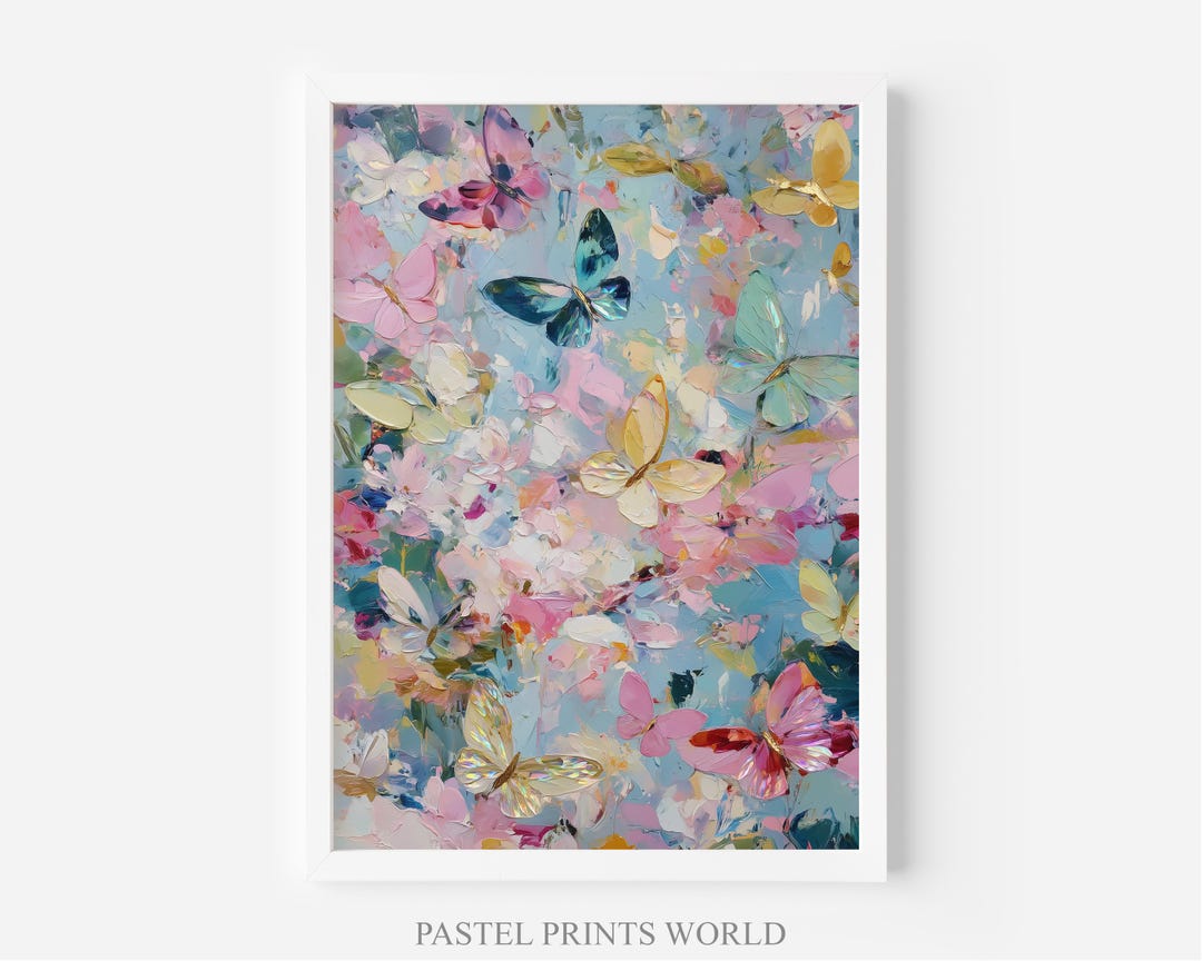 Colorful Butterfly Swarm Printable Art - Modern Romantic Wall Decor ...
