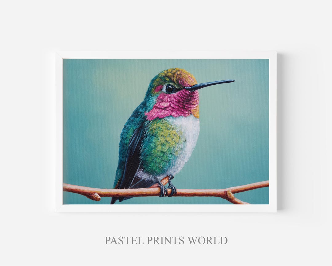 Hummingbird Printable Art - Bright Pastel Birds, Colorful Wall Decor ...