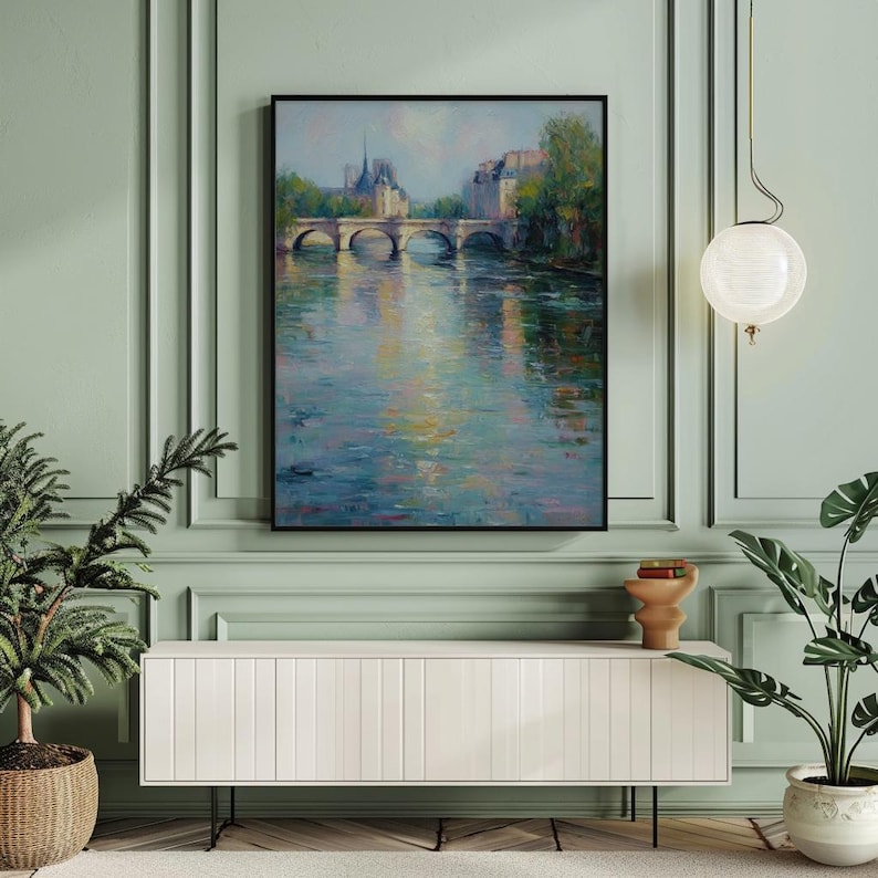Spring Bridge Impressionist Painting - Light and Airy Pastel Wall Art ...