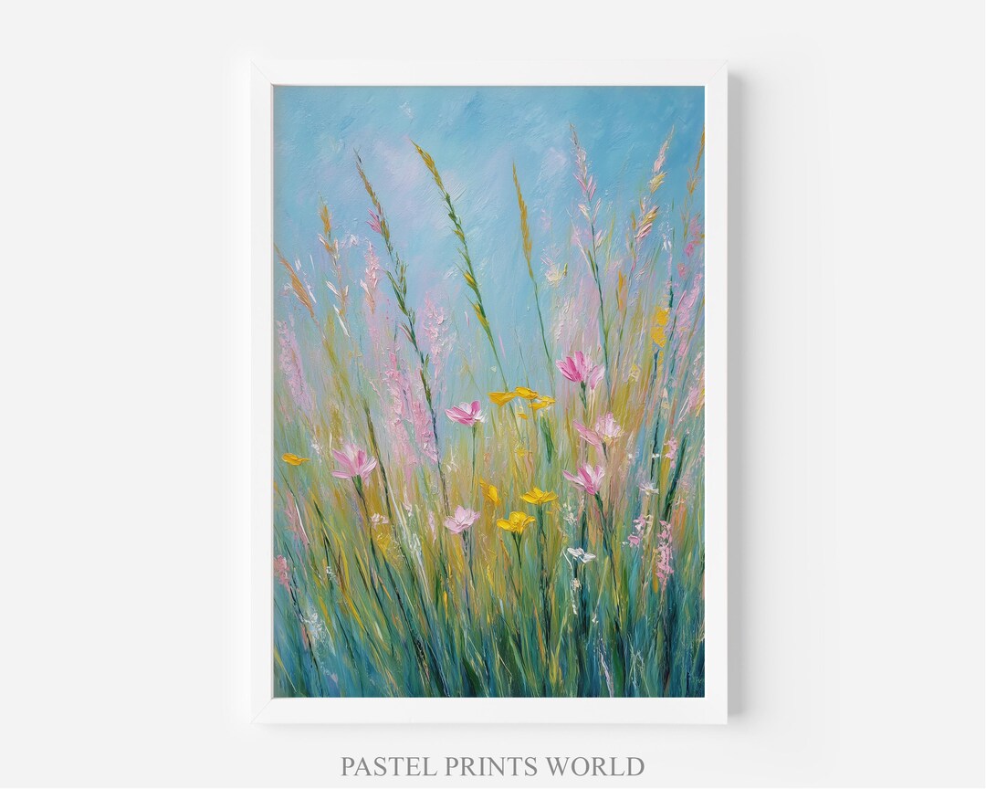 Spring Wildflower Meadow Printable, Cottagecore Pastoral Art, Serene ...
