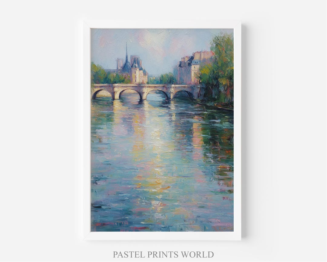 Spring Bridge Impressionist Painting - Light and Airy Pastel Wall Art ...