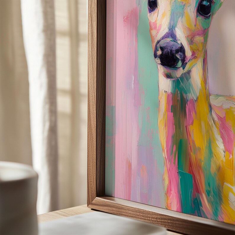 Fawn Nursery Wall Art - Playful Young Deer in Pastel Colors, Bright ...