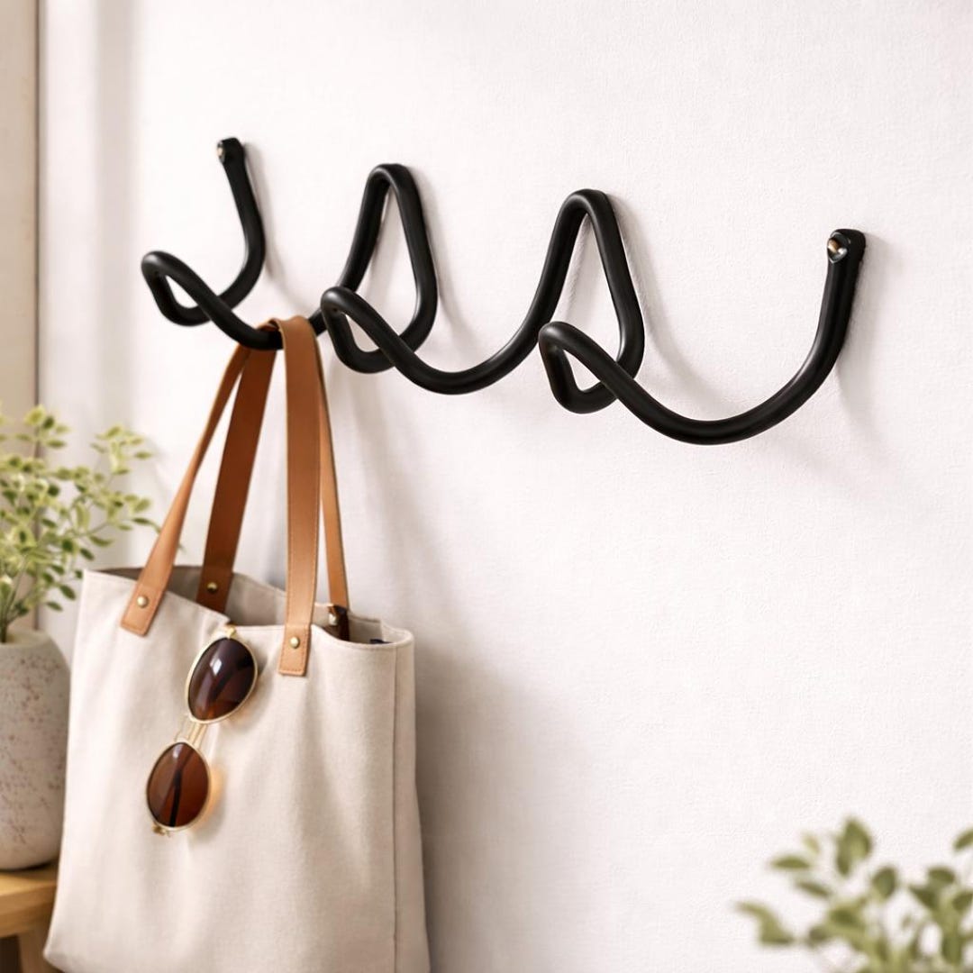Minimalist Metal Wall Hooks – Modern Wave Wall Organizer – Entryway ...
