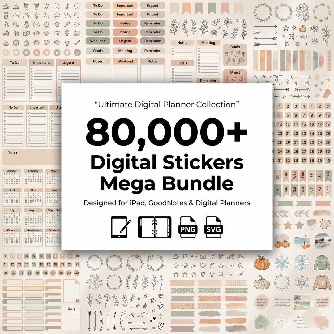80,000+ Digital Sticker Mega Bundle for Goodnotes, iPad & Digital ...