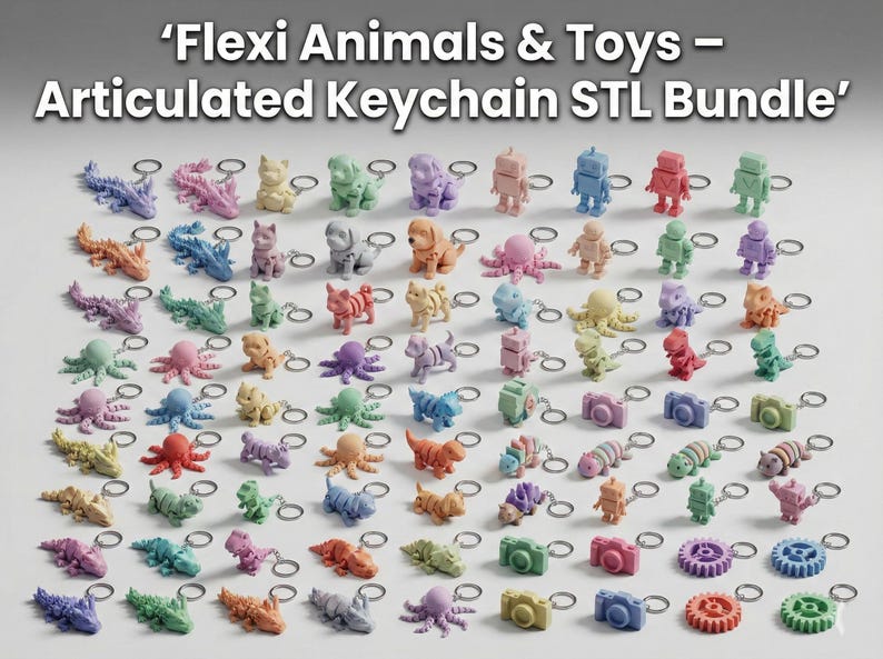 Mini Flexi Animals 1000+ 3D Print Files + Keychains – STL Bundle ...
