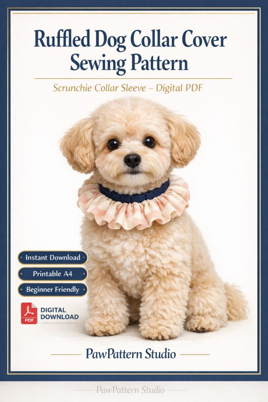 Ruffled Dog Collar Cover Sewing | Scrunchie Collar Sleeve (PDF Pattern ...