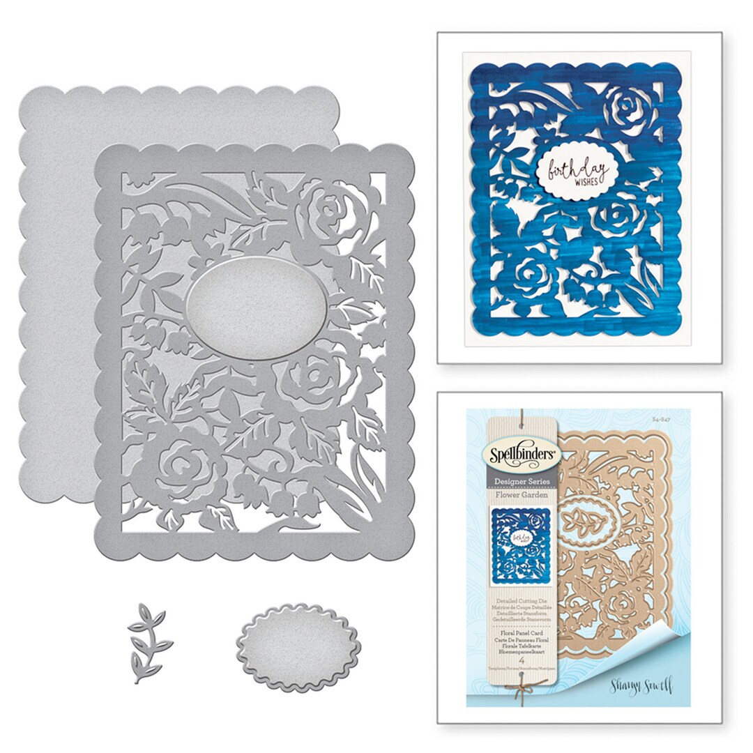 Spellbinder's Card Creator Floral Panel Card Etched Dies Flower Garden ...