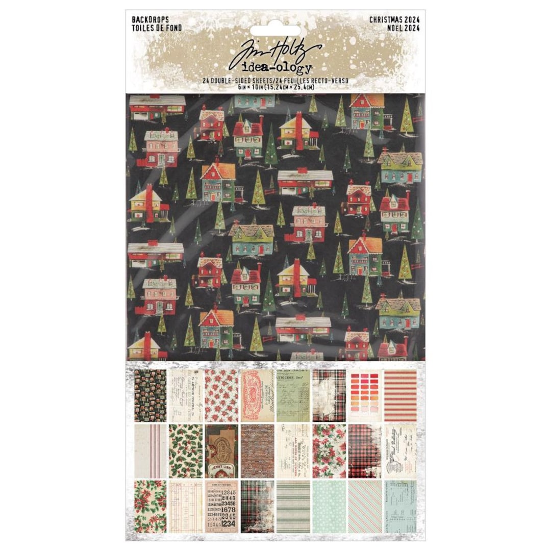 Tim Holtz Idea-ology 2024 Christmas Backdrops Double Sided TH94406 - Etsy
