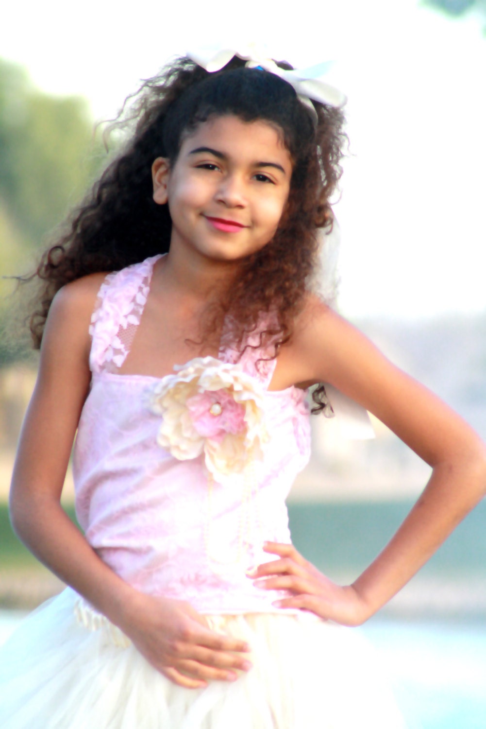 Pink and Ivory Lace Dress for Weddingsflower Girlsjunior - Etsy