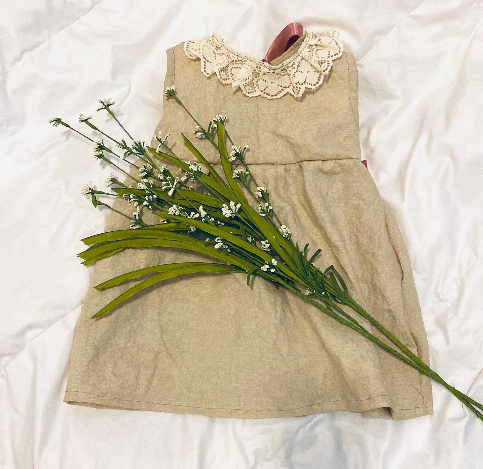 Natural Linen flower girl dress baby girl linen dress for | Etsy