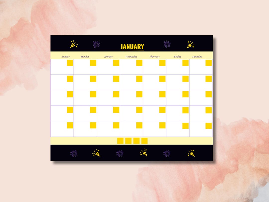 Undated January Monthly Calendar Printable, 11x8.5 Landscape Planner ...