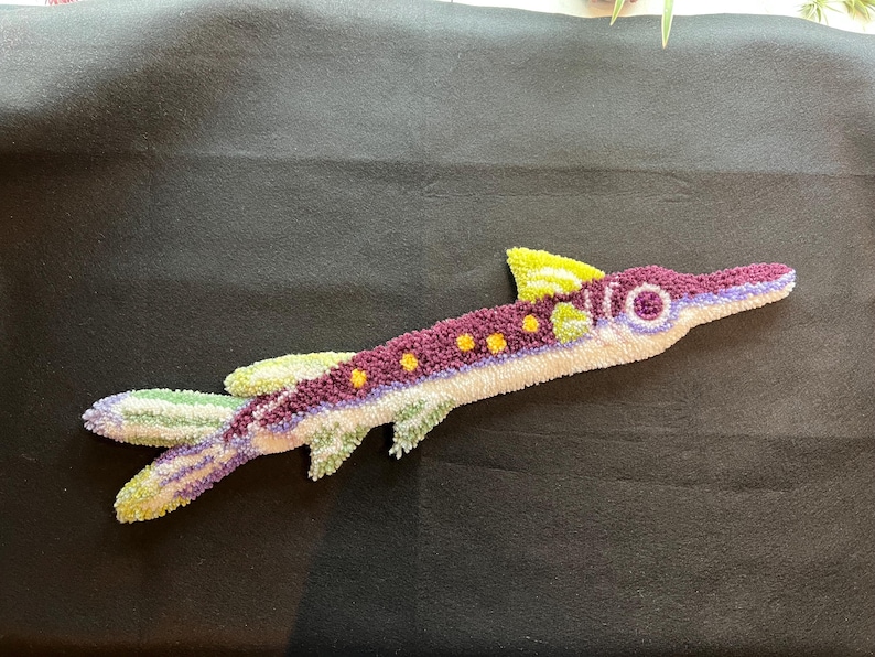 Swordfish Garfish Tufted Rug, Handmade Fish Creature, Wall and Floor ...