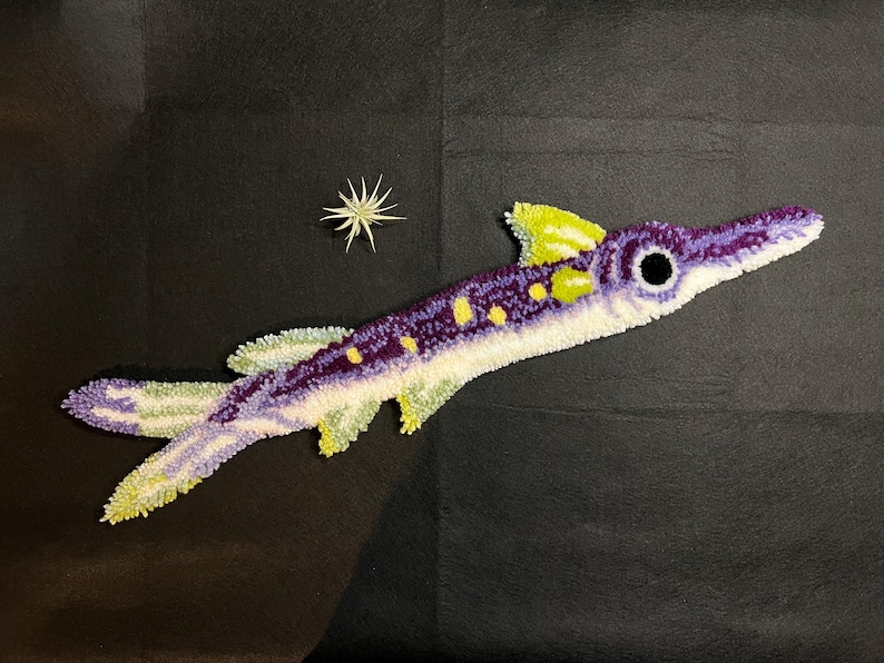 Swordfish Garfish Tufted Rug, Handmade Fish Creature, Wall and Floor ...