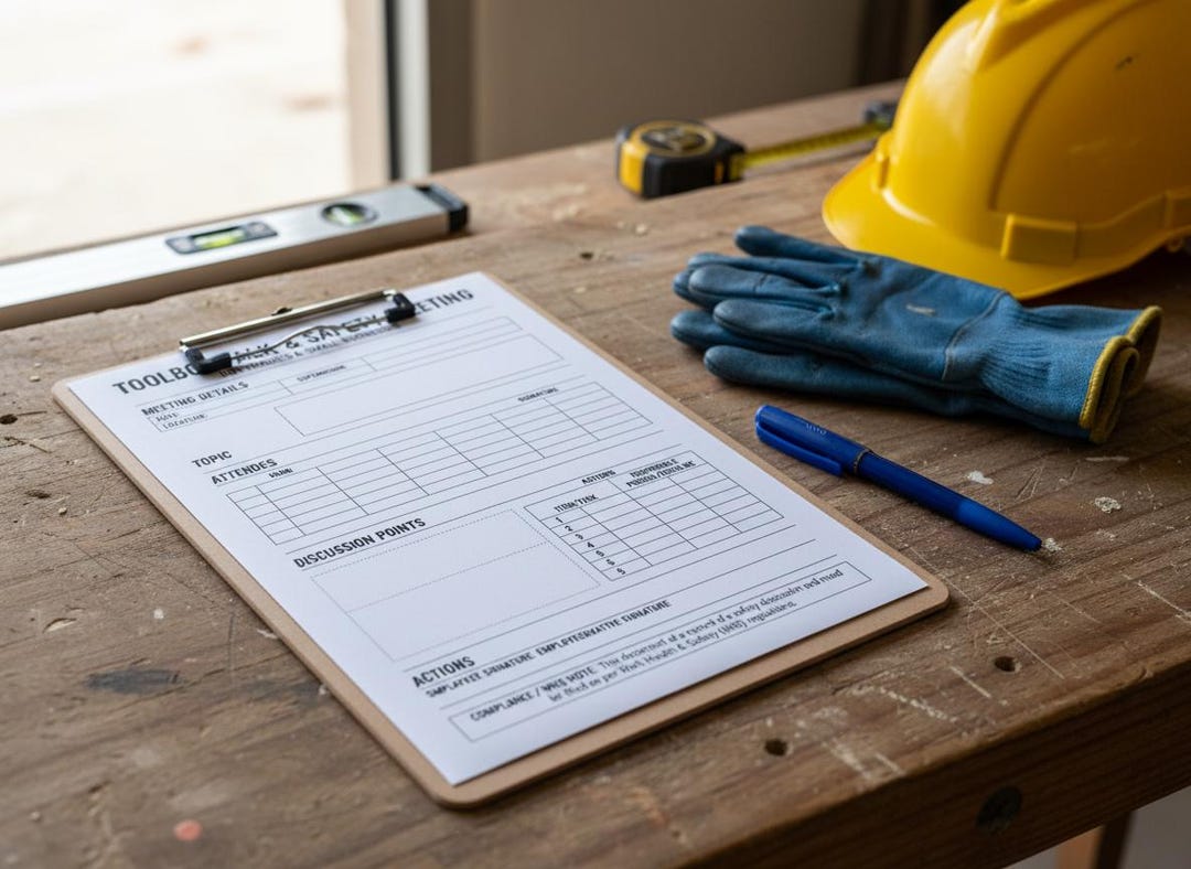 Construction Safety Meeting Template | Printable WHS Checklist (A4 PDF ...