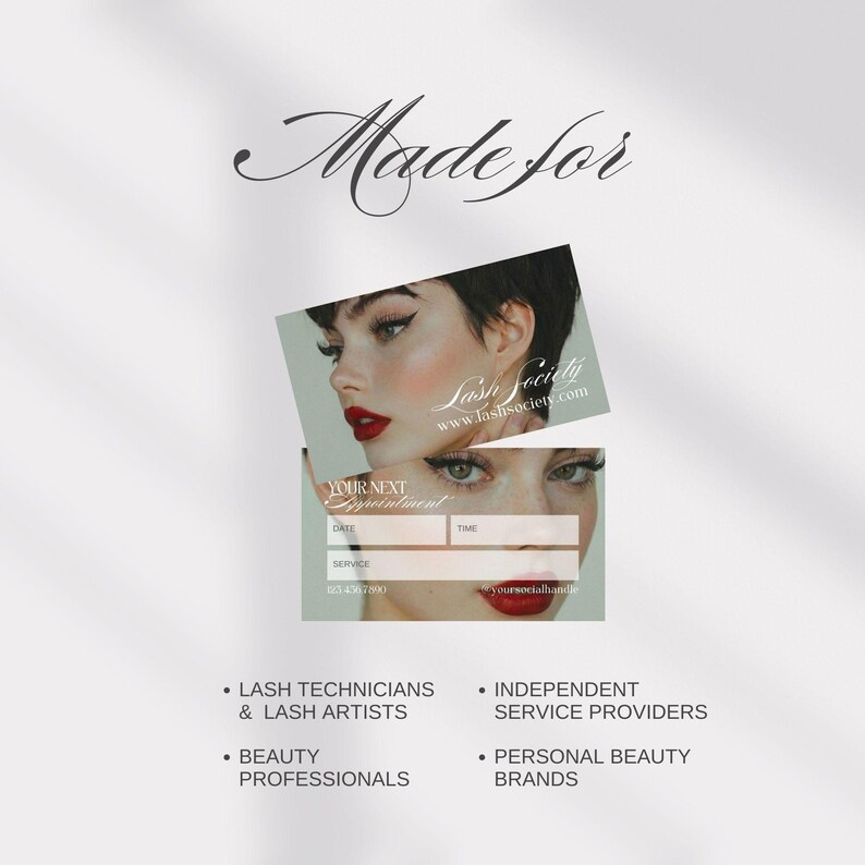 Lash Appointment Reminder Card Template | Editable Beauty Booking Form ...