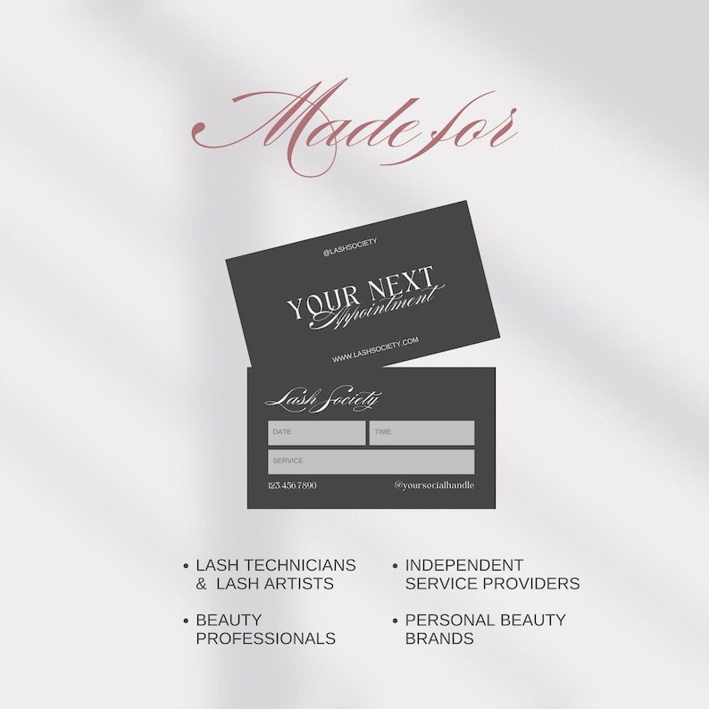 Lash Tech Appointment Card Template | Minimal Grey Appointment Reminder ...