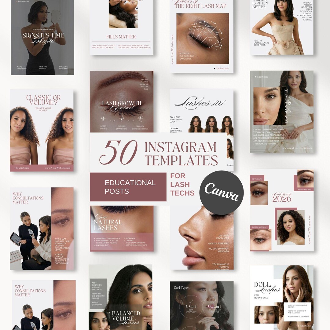 Lash Tech Instagram Post Templates | Canva Editable (digital Download ...