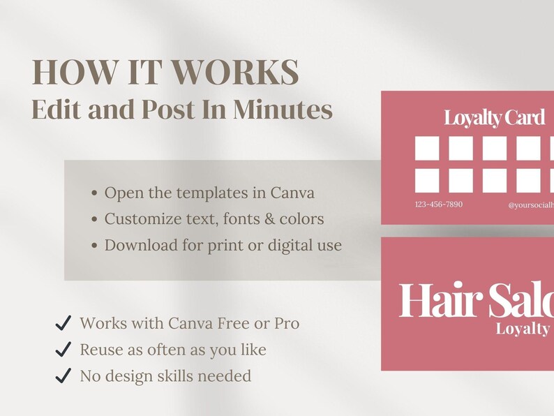 Hair Salon Loyalty Card Template | Modern Client Rewards (editable ...