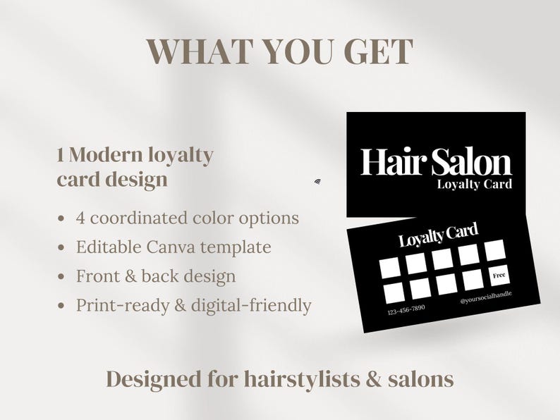 Hair Salon Loyalty Card Template | Modern Client Rewards (editable ...