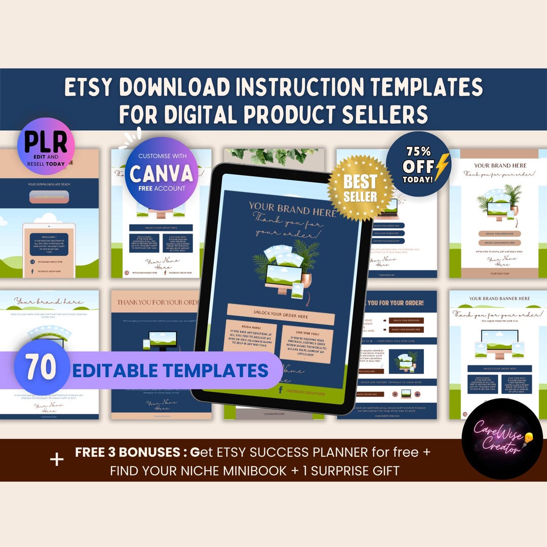 Etsy Download Link Guide Templates Editable + PLR Resell Rights - Etsy ...