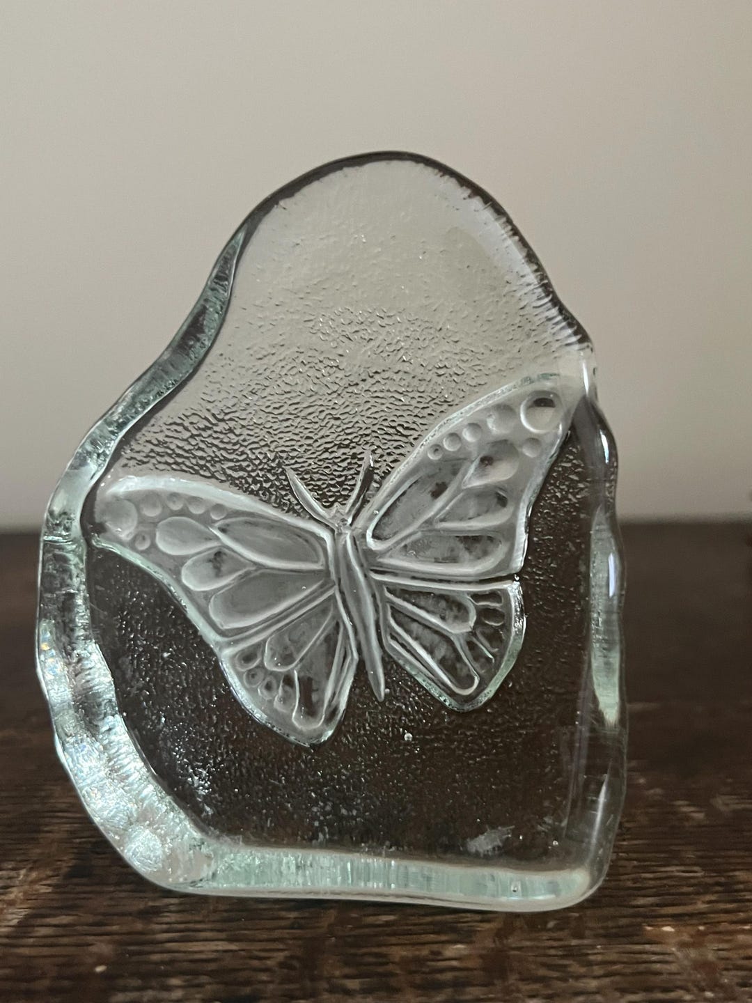Frosted Glass Butterfly Paperweight | Vintage Art Glass - Etsy