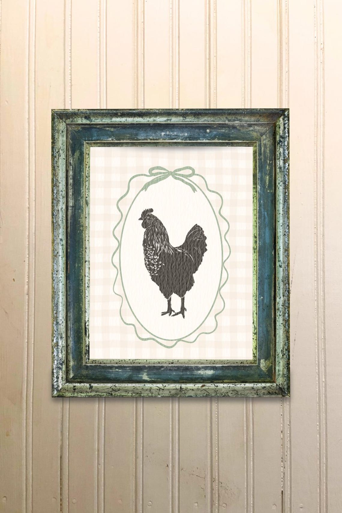 Vintage Chicken Illustration Printable | Cottagecore Farm Wall Art ...