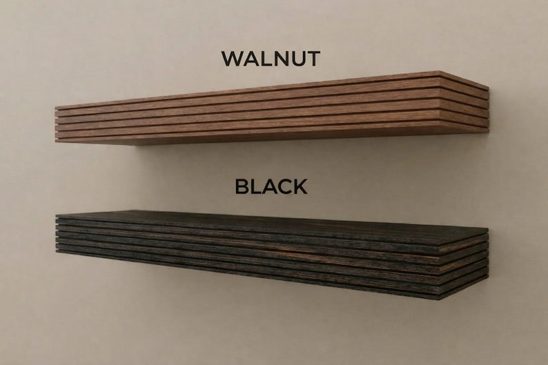Handmade Fluted Floating Shelf | Wooden Wall Display Ledge - Etsy