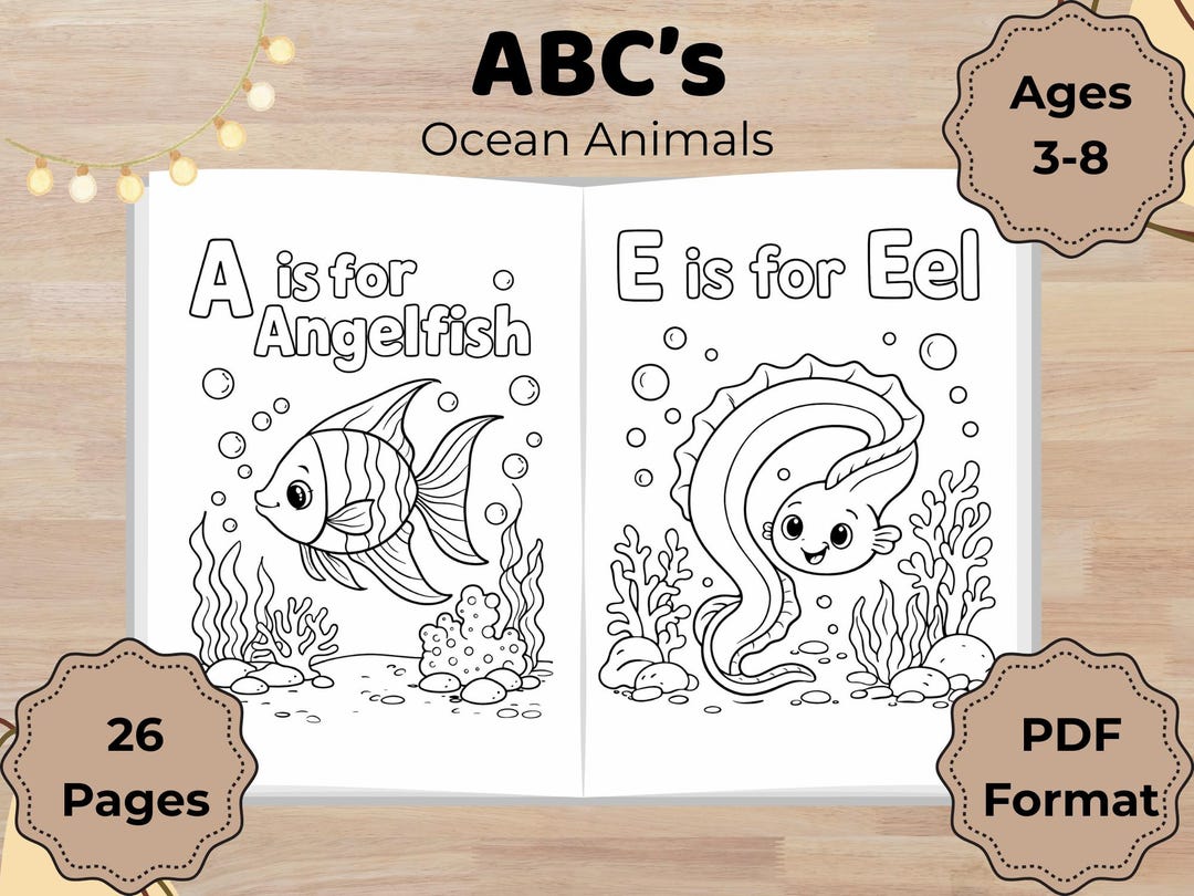 ABC Ocean Animals Coloring Book | Learn Alphabet A-Z Sea Creatures ...
