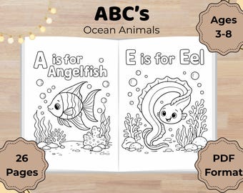 ABC Ocean Animals Coloring Book | Learn Alphabet A-Z Sea Creatures ...