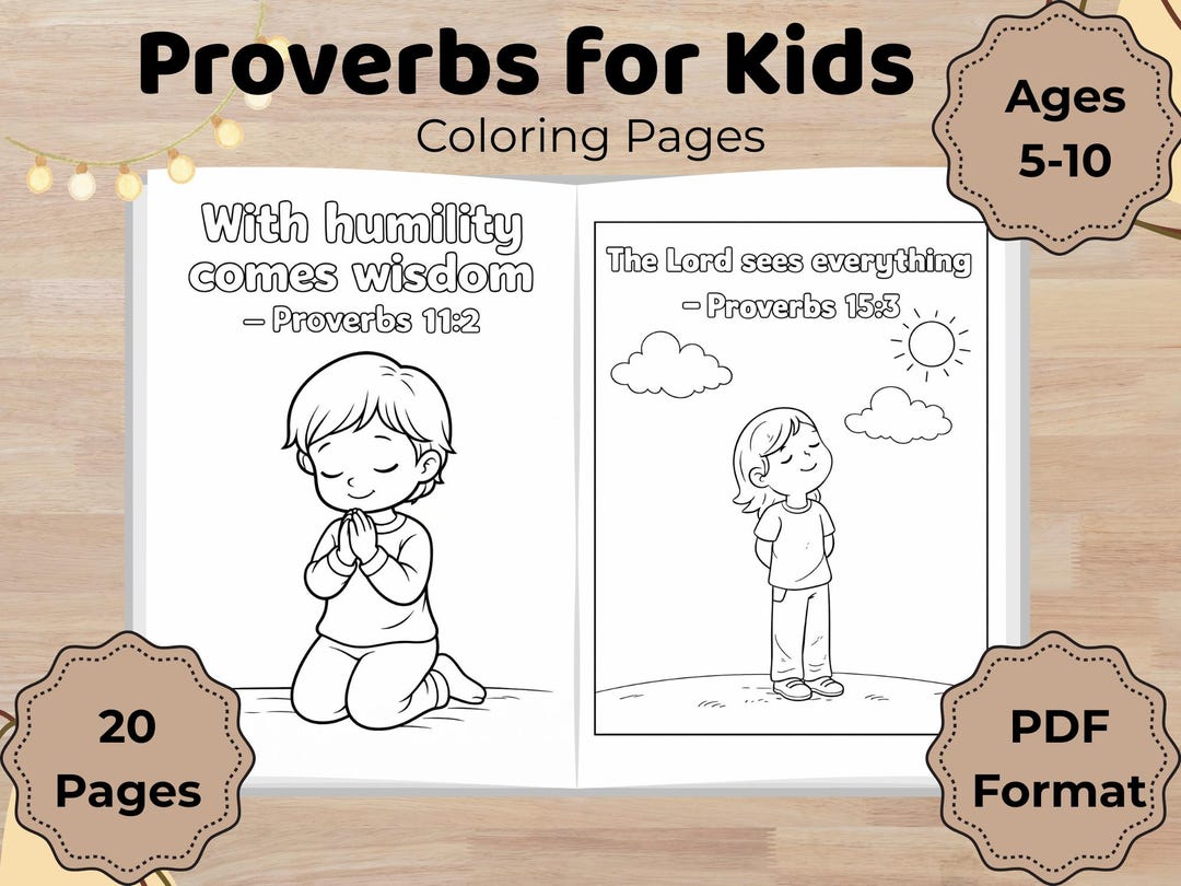 20 Proverbs Kids Coloring Pages | Bible Verse Christian Activity (PDF ...