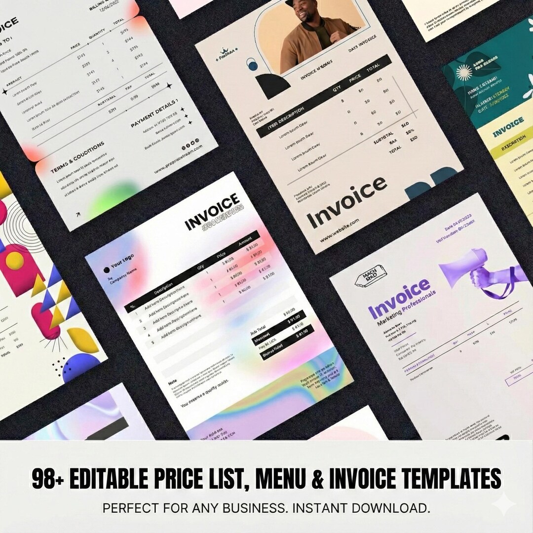 98 Editable Invoice & Price List Templates Menu, Invoice, Pricing Sheet ...