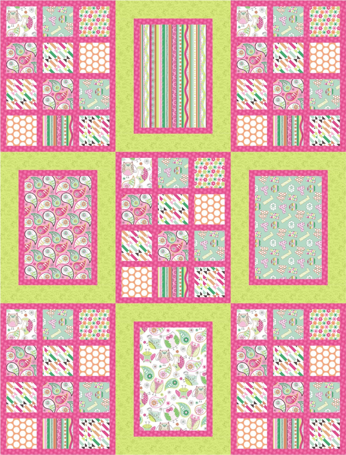 Beginner PDF Pattern Instant Download Easy Quilt Pattern Lap Quilt Fat ...