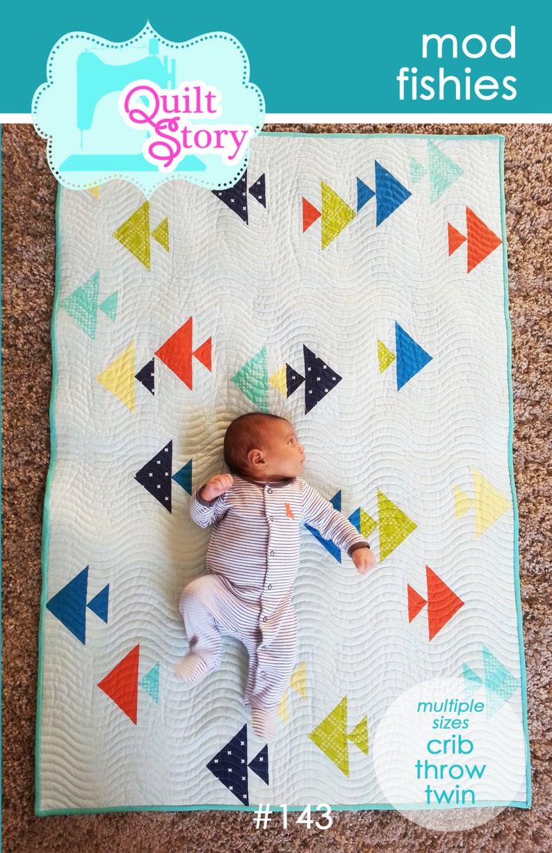 Mod Fishies: Modern Baby Twin and Throw Quilt W Fish by Quilt Story ...