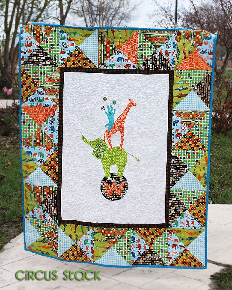 Circus Stack PDF Quilt Pattern Elephant Giraffe Bunny - Etsy